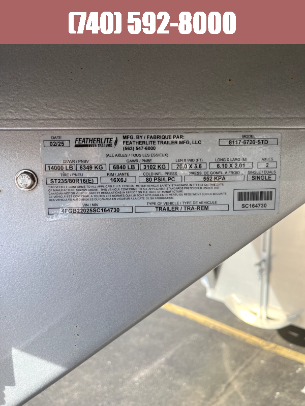 2025-Featherlite-Featherlite-8117-6720-Base-SC164730 | Athens, OH ...